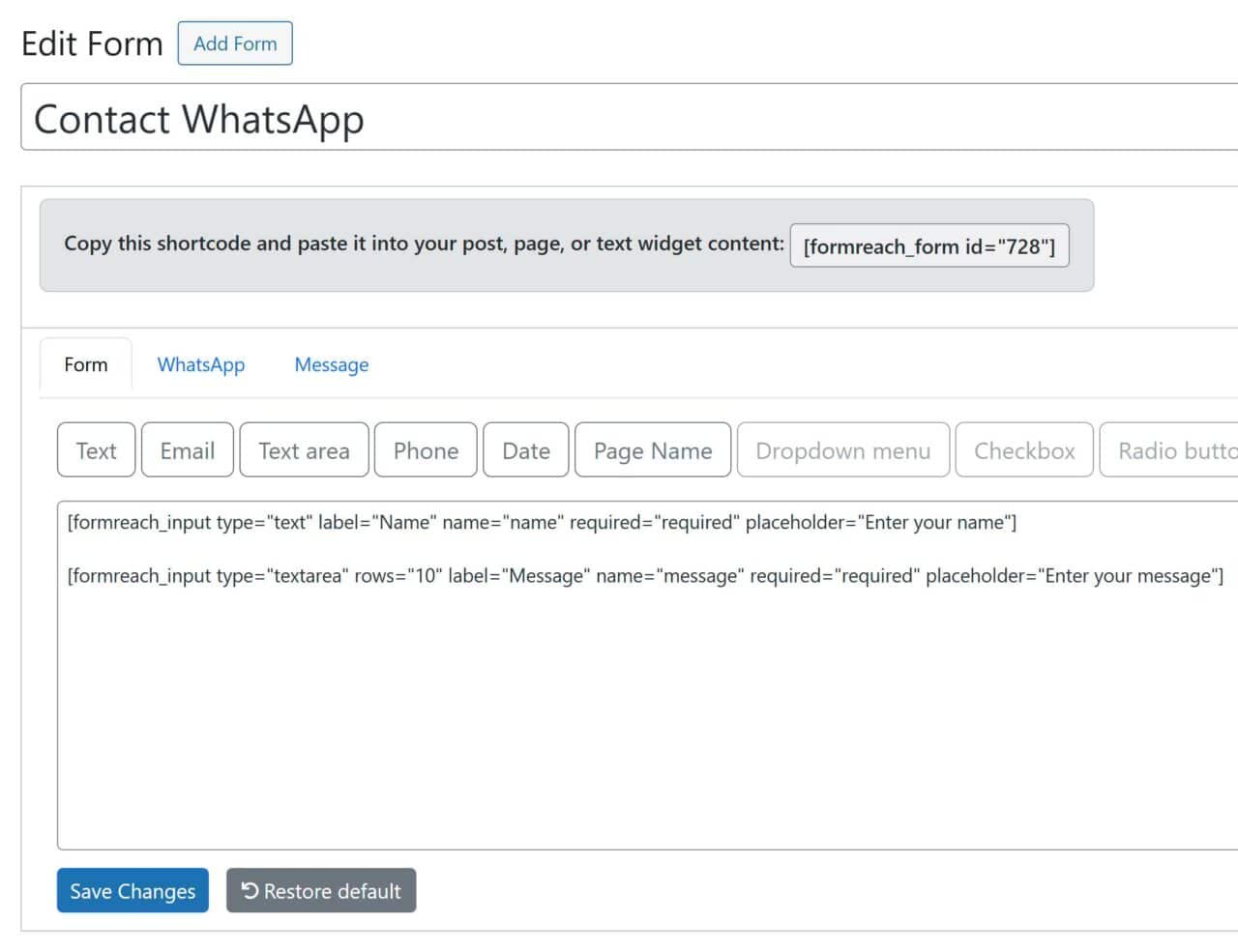 FormReach | Custom Contact Form Builder to WhatsApp, email and more